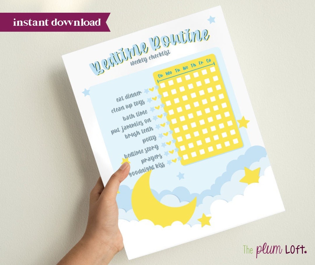 Bedtime Routine Weekly Checklist Instant Download Printable - Etsy UK
