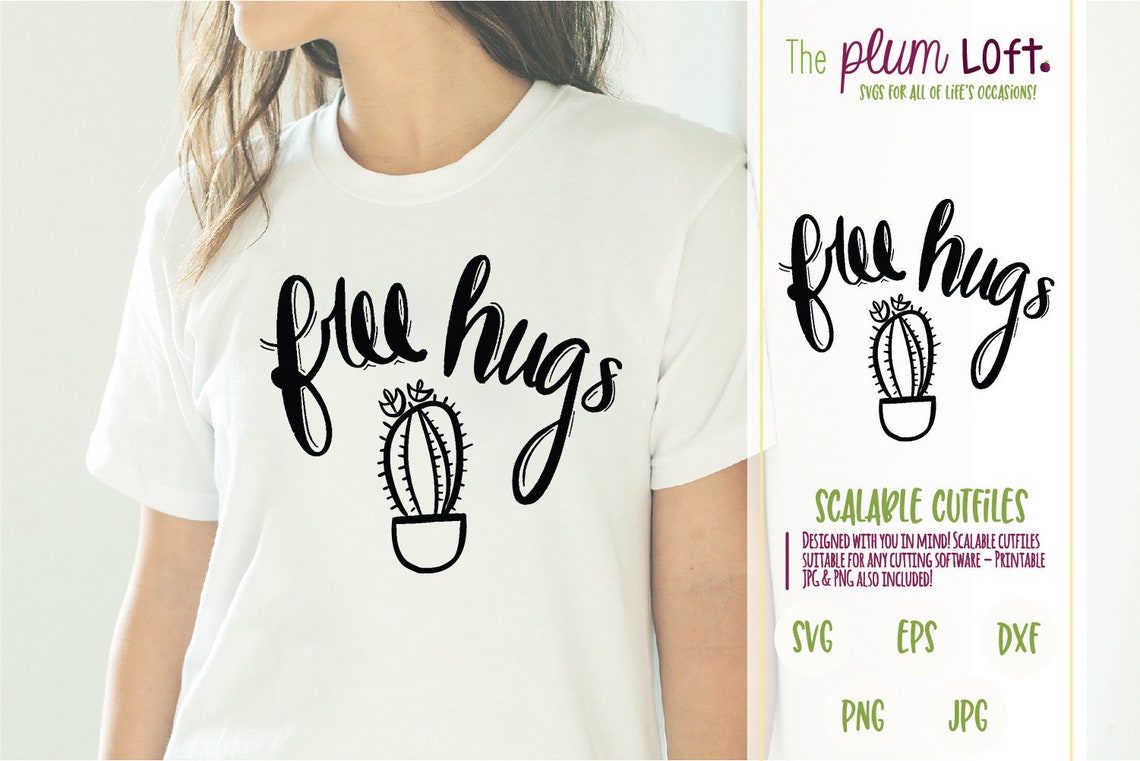 Free Hugs Cactus Garden Cactus Flower Plant Design SVG | Etsy