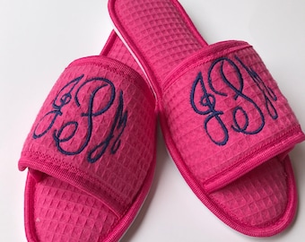Monogram slippers | Etsy