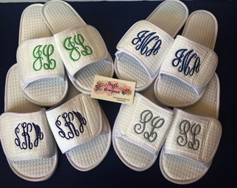 Monogram slippers | Etsy