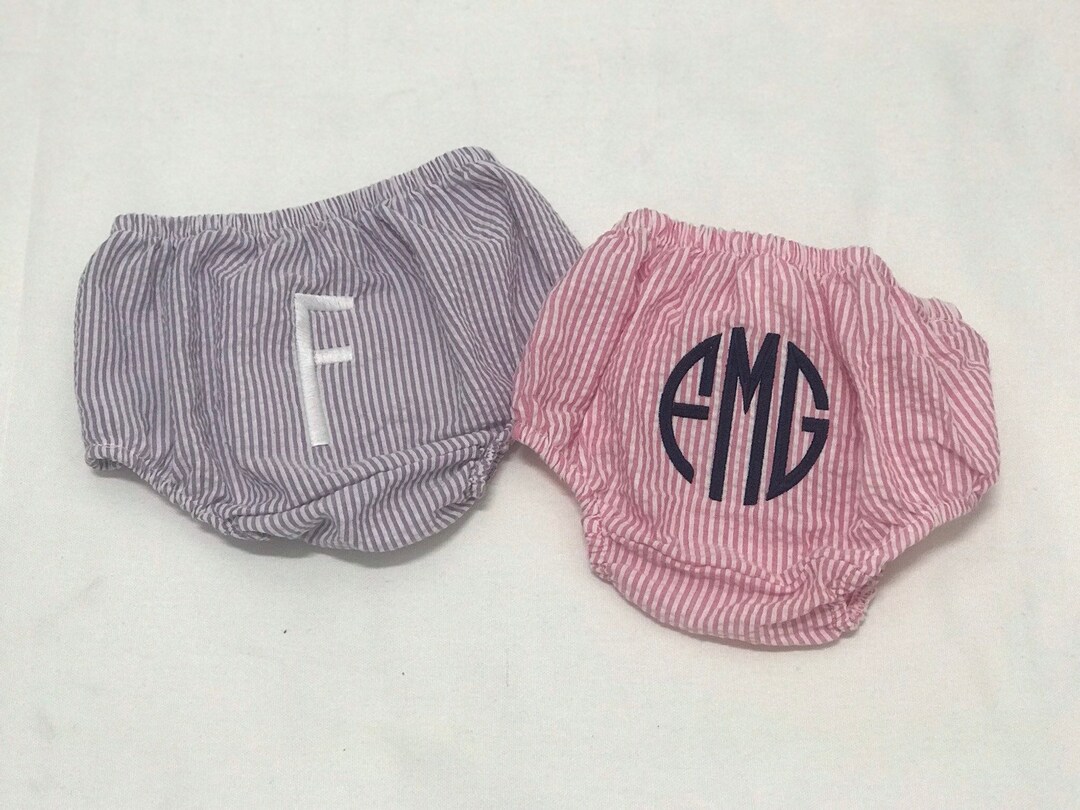Monogram Seersucker Diaper Covers / Unisex Diaper Cover / Seersucker ...