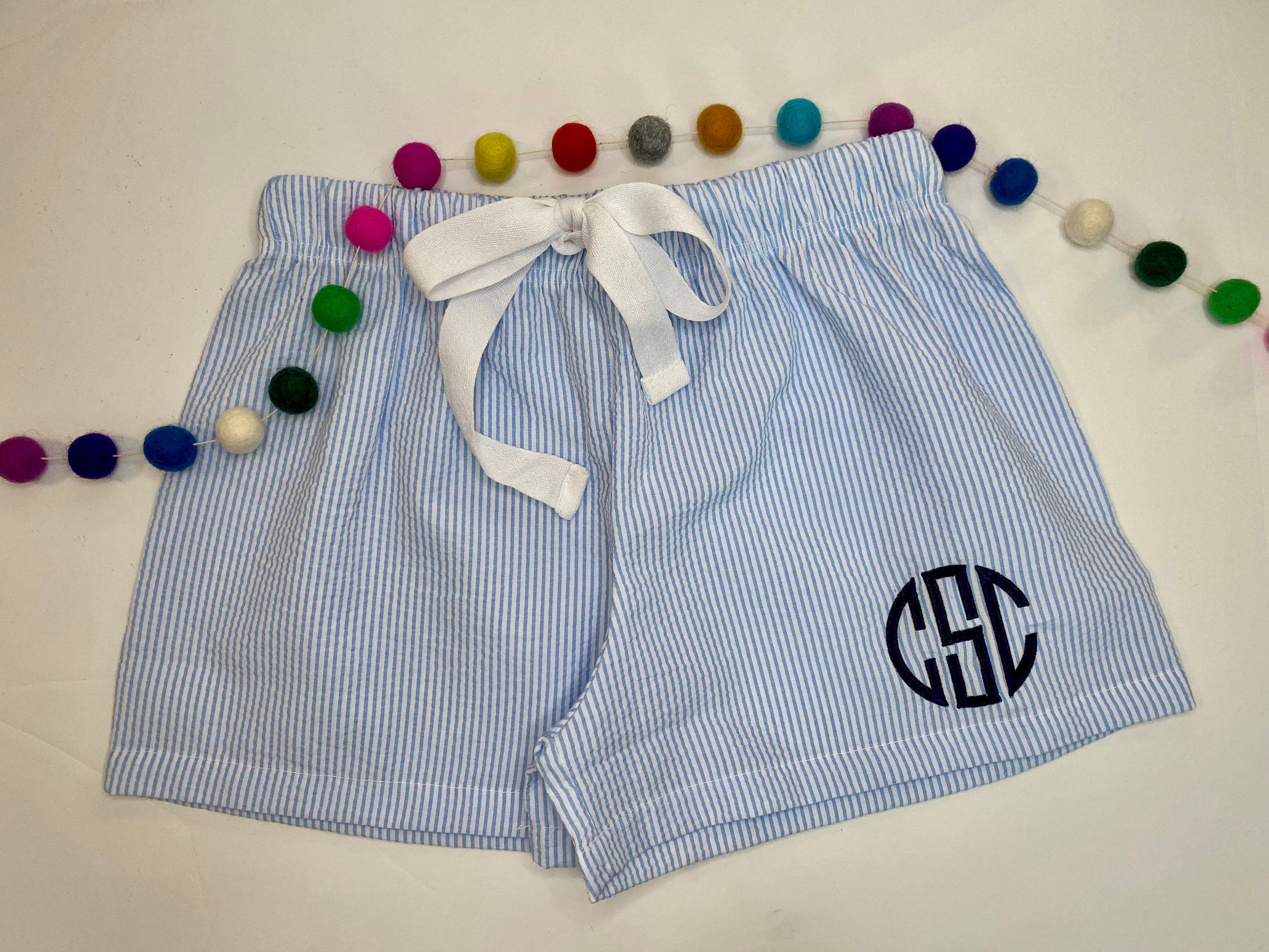 Seersucker Sleep shorts / monogrammed sleep shorts / | Etsy