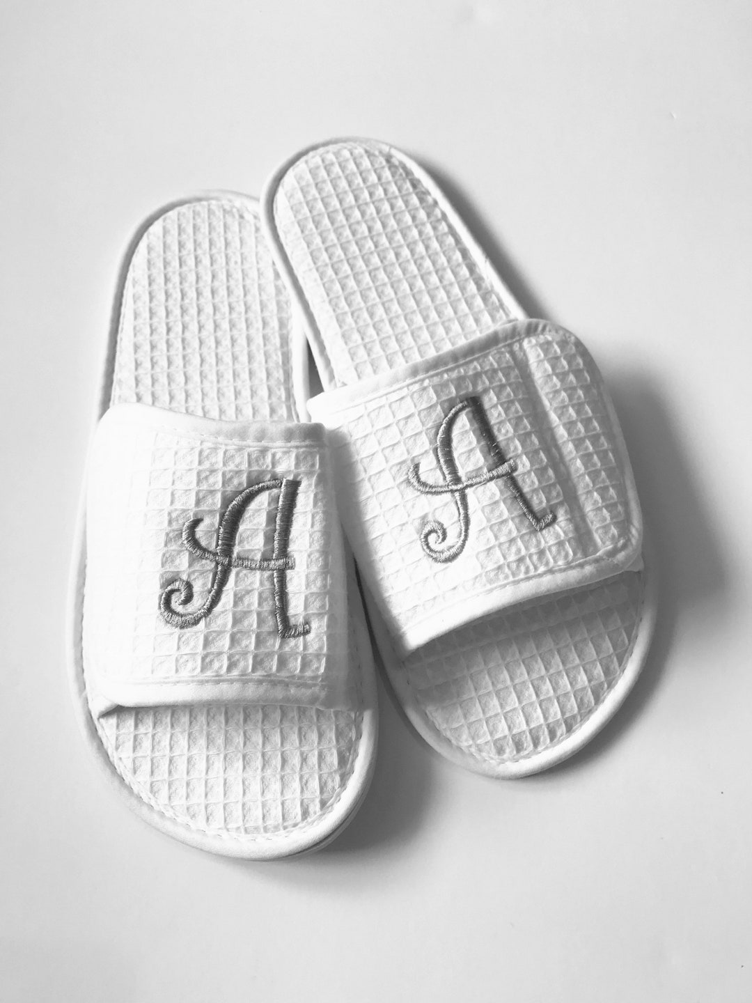 Monogrammed Spa Shoes / Bride Slippers / Cotton Waffle Slippers ...