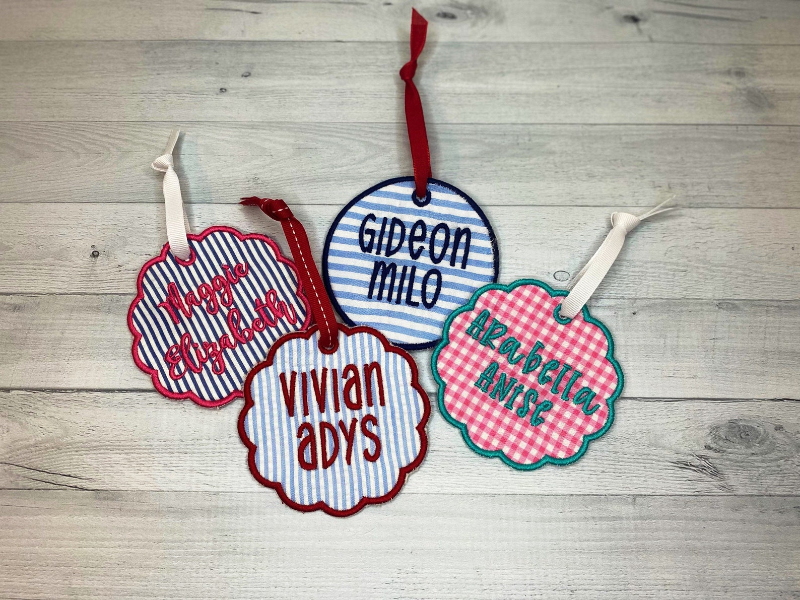 Back to School Bag Tags / Personalized Bag Tags / Monogrammed Fabric ...