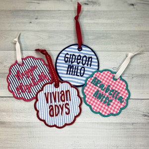Back to School Bag Tags / Personalized Bag Tags / Monogrammed Fabric ...