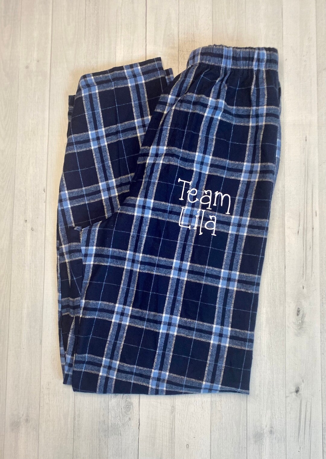 Monogrammed Blue Pajama Pants / Personalized Plaid PJ Pants / Custom ...