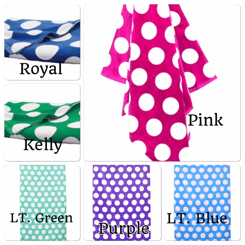Monogrammed Polka Dot Beach Towel / Embroidered Pool Towels / - Etsy