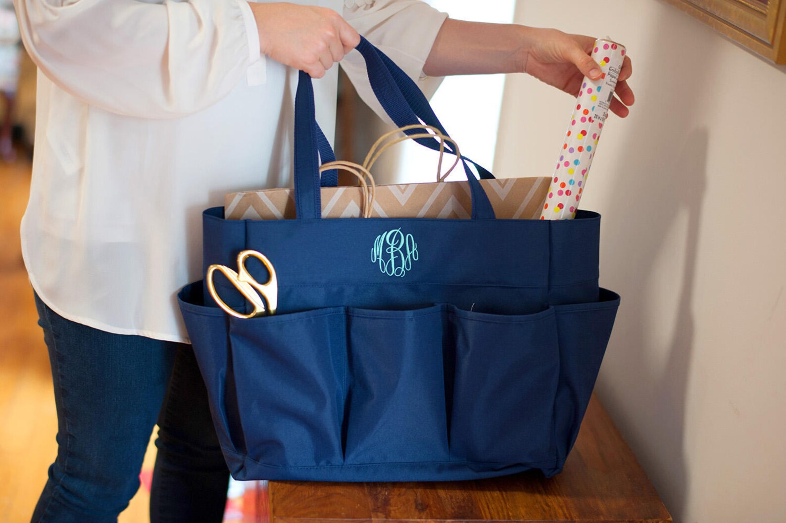 Monogrammed Carry-All Bag / Monogrammed tote / Craft bag | Etsy