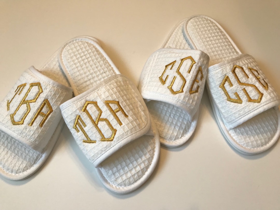 Monogrammed Hotel Slippers / Personalized Cotton Waffle Slippers ...
