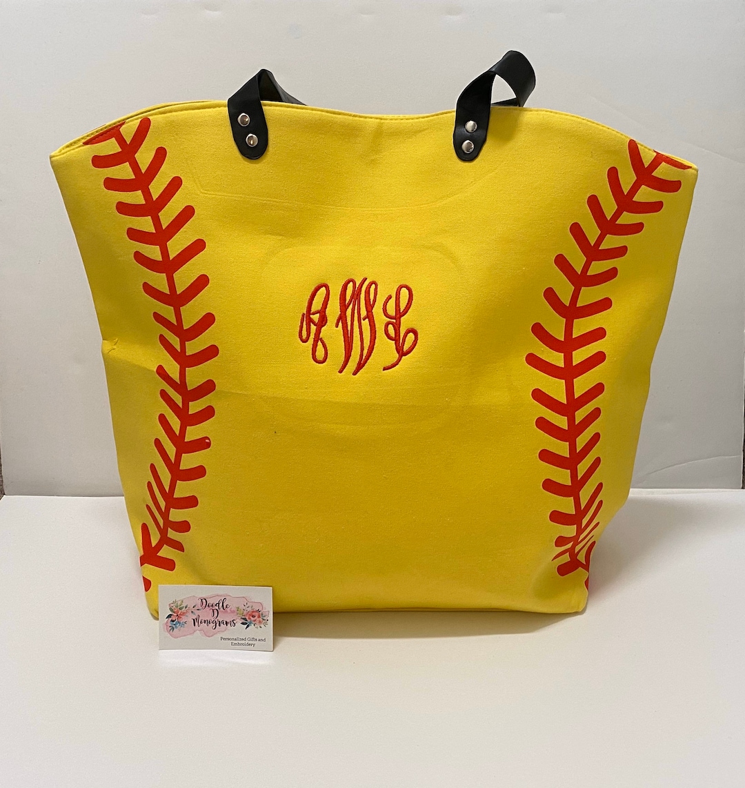 Monogrammed Softball Tote / Monogrammed Sports Tote / Tote Bag ...