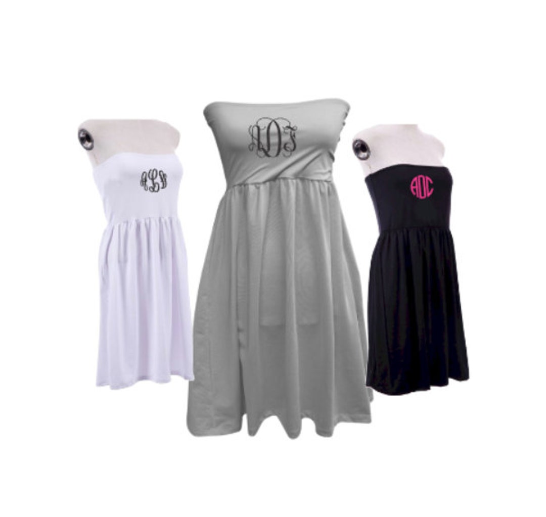 Monogrammed Tube Dress / Monogram Getting Ready Dress / Monogrammed ...
