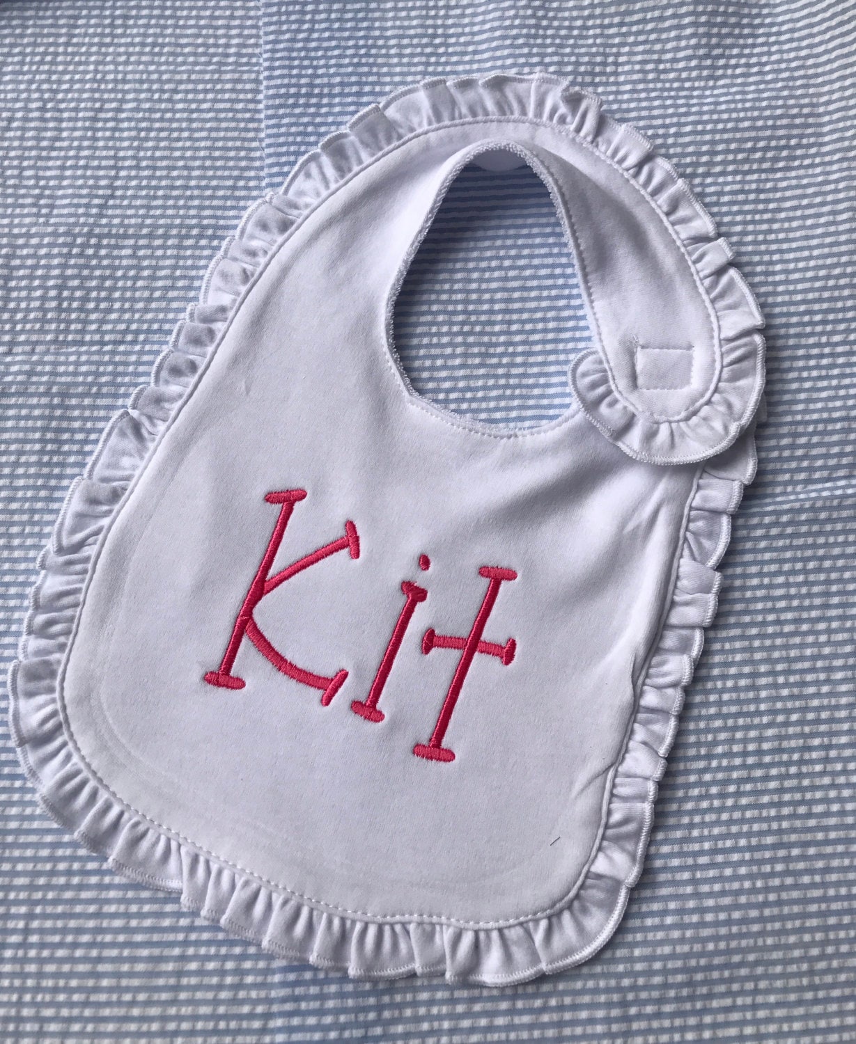 Monogrammed Ruffle Bib / Monogrammed Baby Bibs / Personalized | Etsy