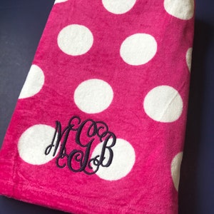 Monogrammed Polka Dot Beach Towel / Embroidered Pool Towels ...