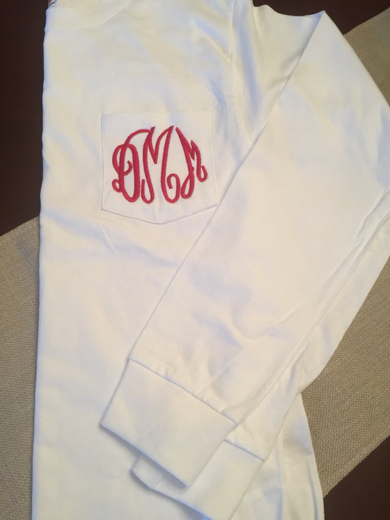 Monogrammed Long Sleeve Pocket T-shirt / Monogrammed Long Sleeve Pocket ...