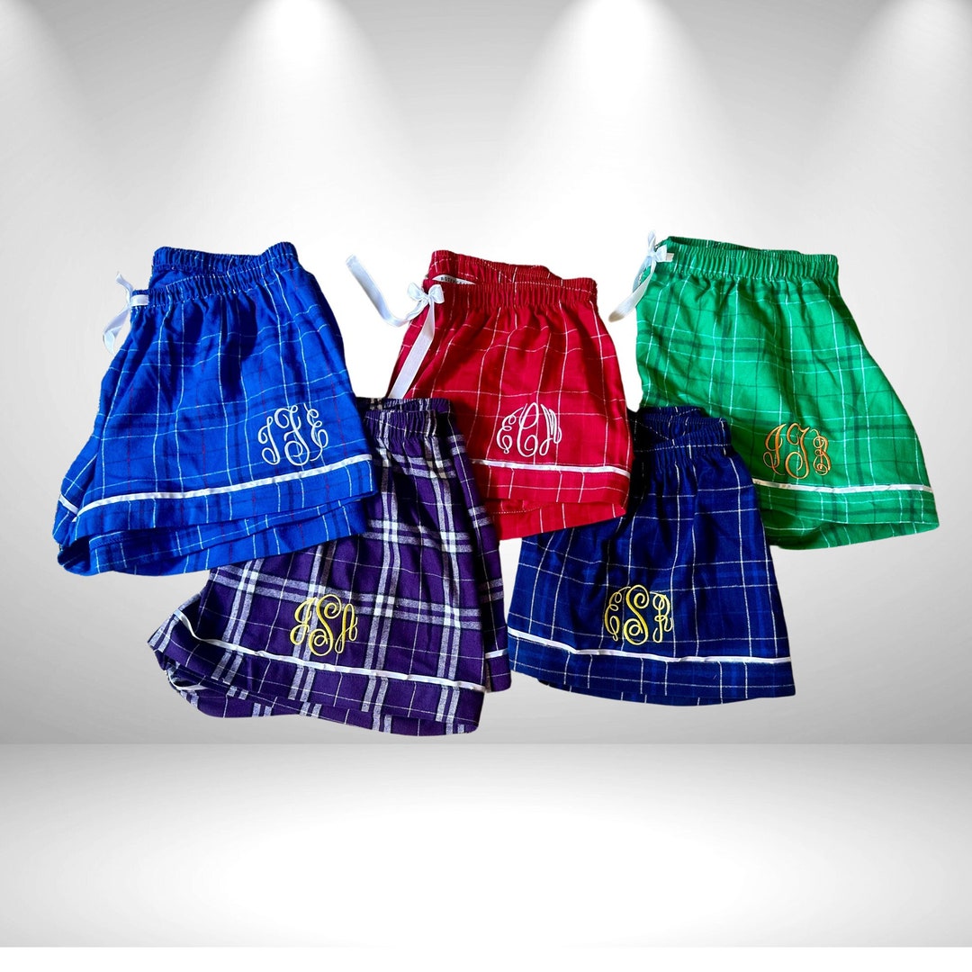 Monogrammed Boxers / Ladies Custom Boxer Shorts / Personalized Plaid ...
