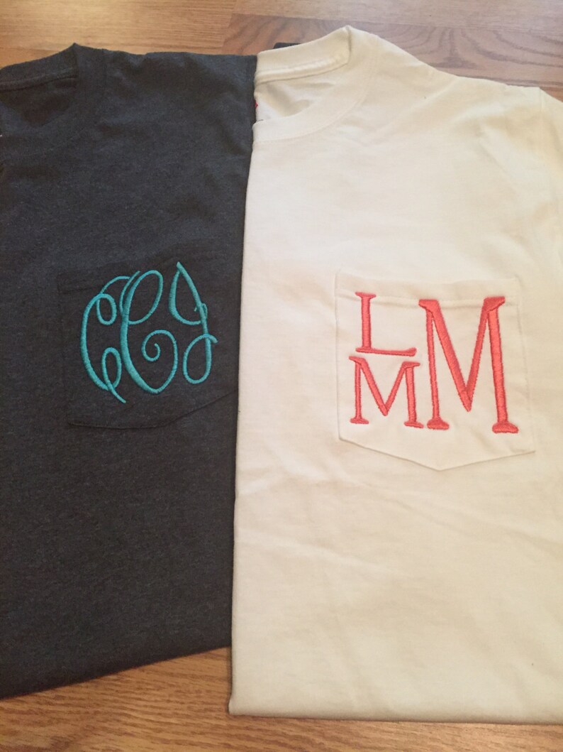 Monogrammed Long Sleeve Pocket T-shirt / Monogrammed Long Sleeve Pocket ...