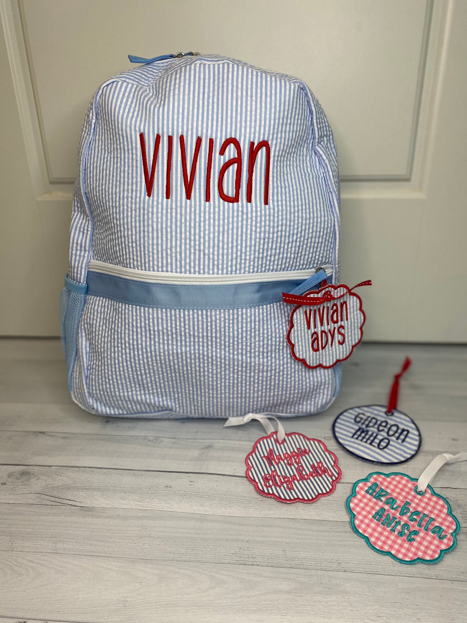 Back to School Bag Tags / Personalized Bag Tags / Monogrammed Fabric ...