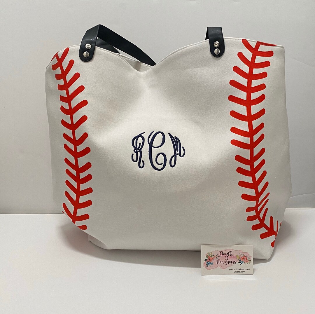 Baseball Tote With Handles / Monogrammed Baseball Game Day Bag ...