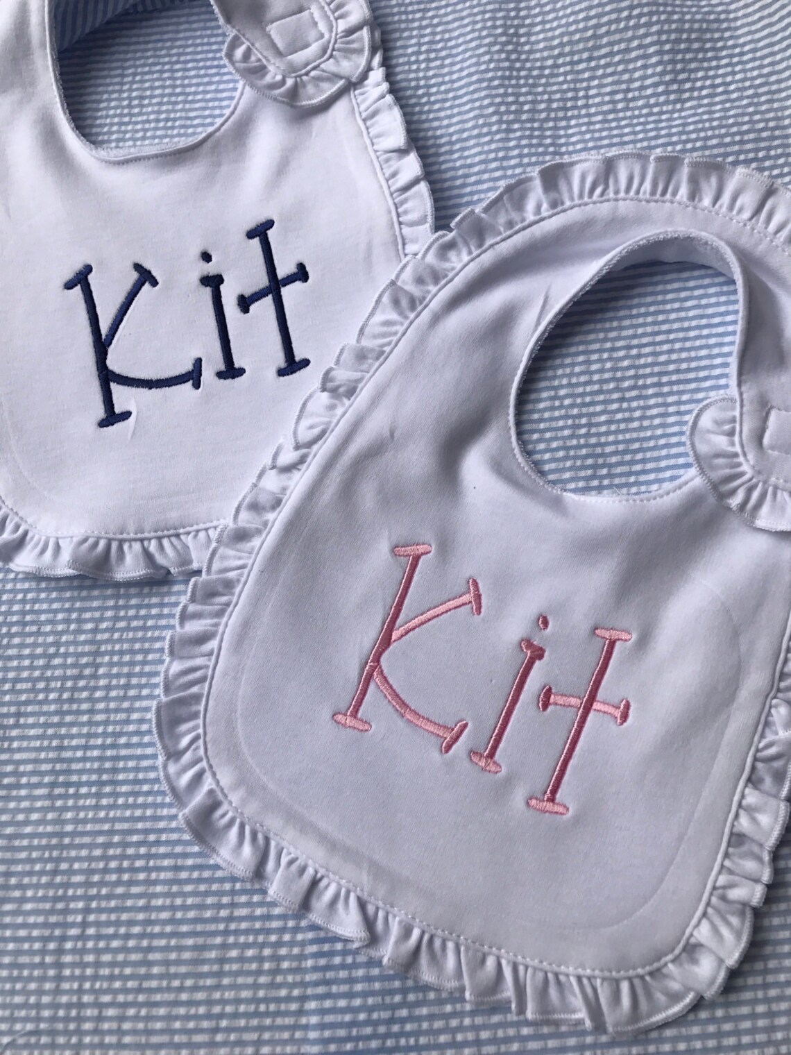 Monogrammed Ruffle Bib / Monogrammed Baby Bibs / Personalized Baby Bib ...