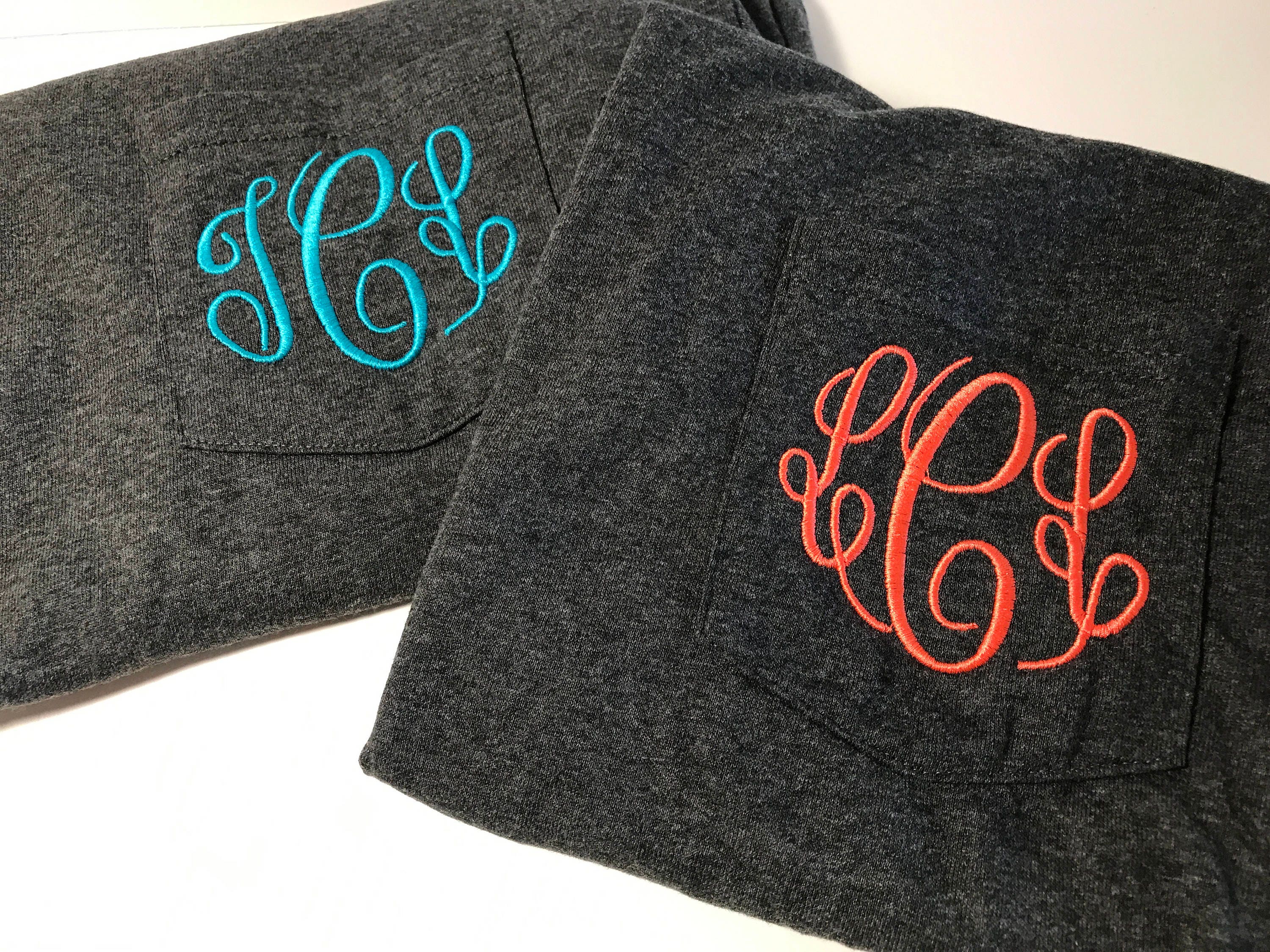 Monogrammed Pocket Tee / Monogrammed Pocket T-shirt / | Etsy