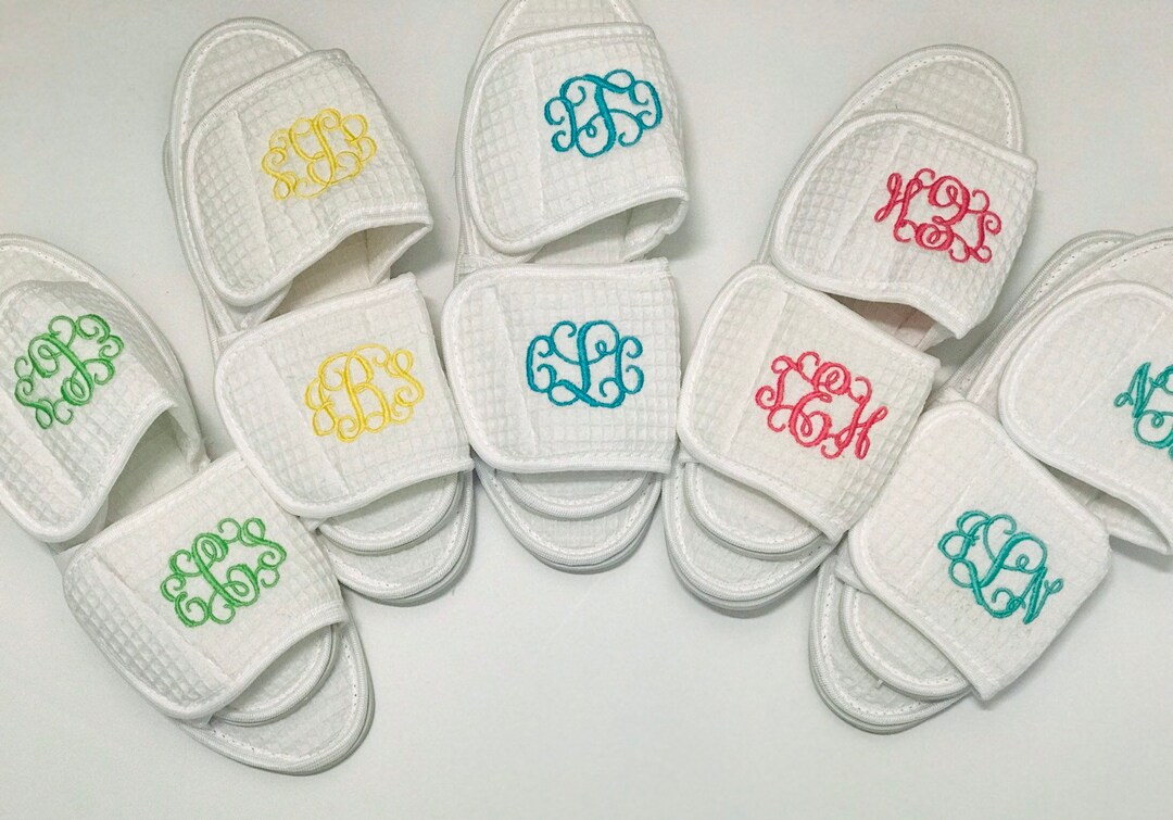 Monogrammed Spa Shoes / Personalized Waffle Slippers / Monogrammed ...