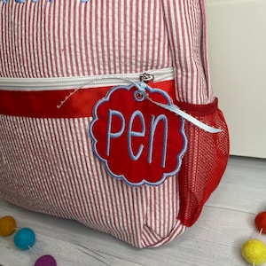 Back to School Bag Tags / Personalized Bag Tags / Monogrammed Fabric ...