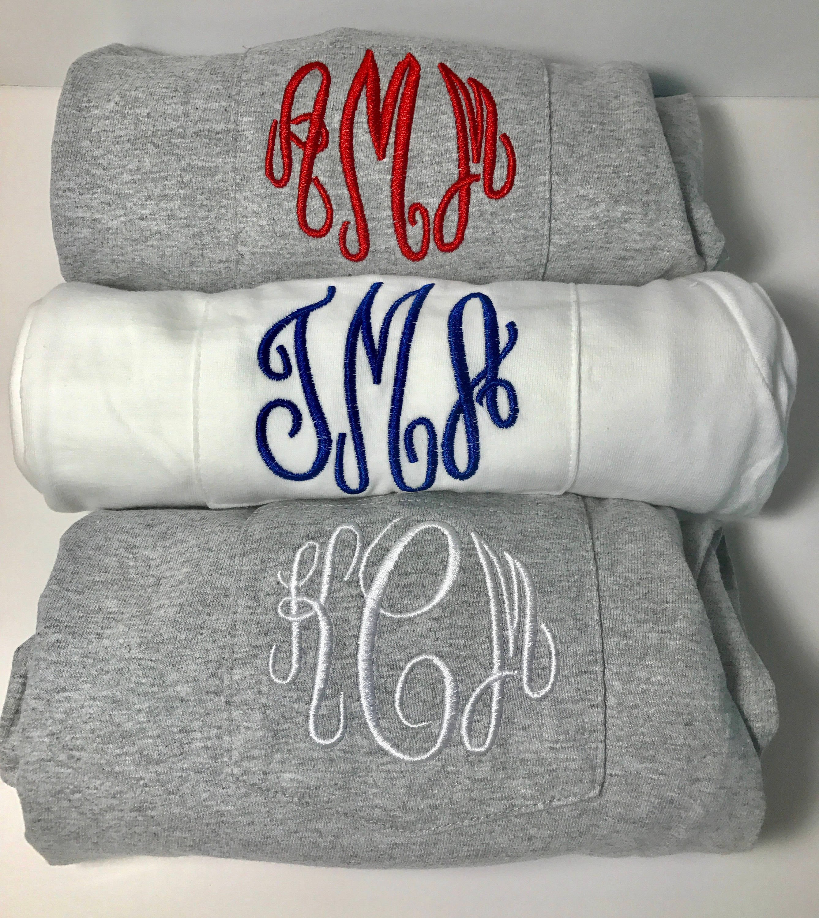 Monogrammed Pocket Tee / Monogrammed Pocket T-shirt / Monogrammed Short ...