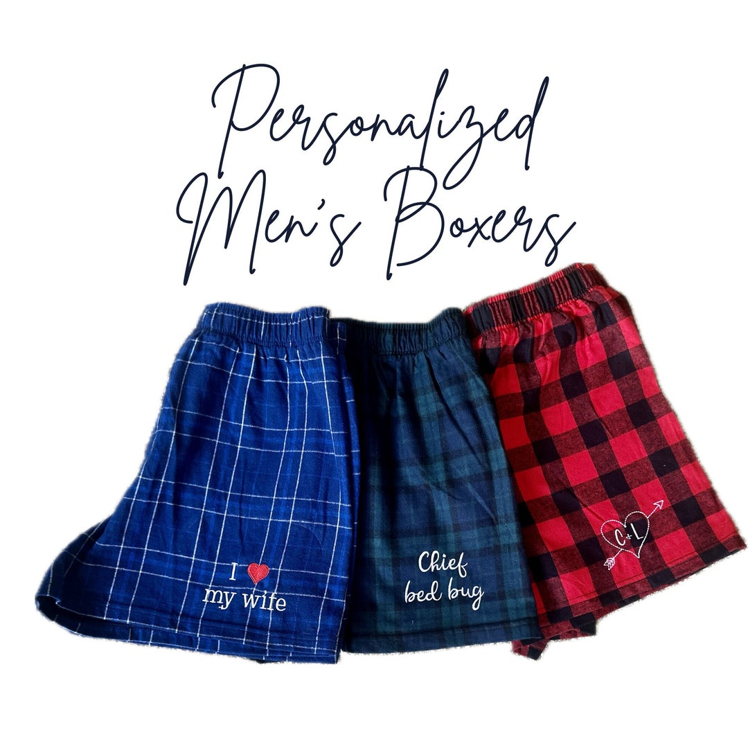 Custom Men's Boxers / Monogrammed Boxer Shorts / Embroidered Boxer ...