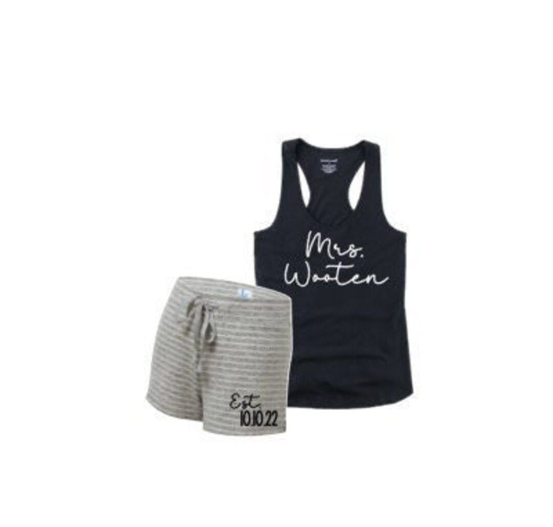 Personalized Bride Set, Bride Sleepwear, Mrs. Tank, Wedding Gift, Boxer ...
