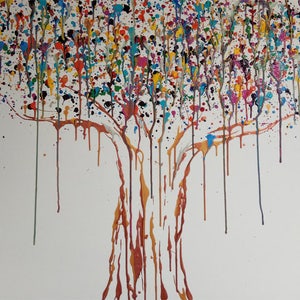 Tree " Original Painting on Canvas,by TOMER SHARABANI - Etsy