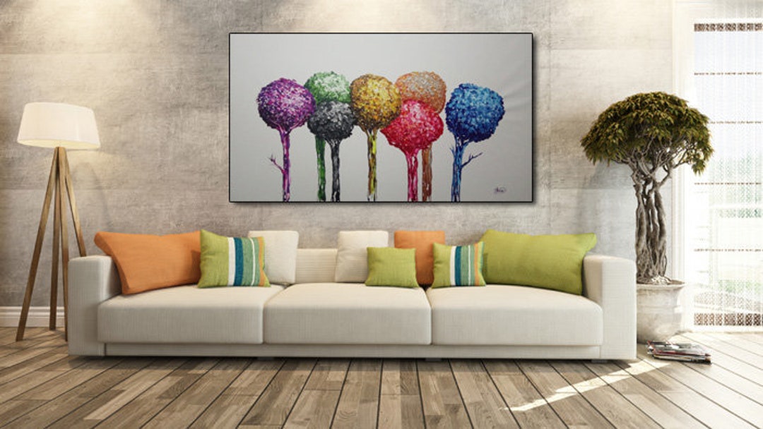 Tulip Trees,original Painting on Canvas, Luxury Thick Layers Tree of ...