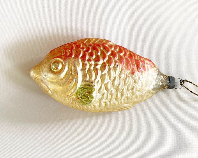 1920s Antique German Glass Fish Ornament, Vintage Mercury Glass Carp ...