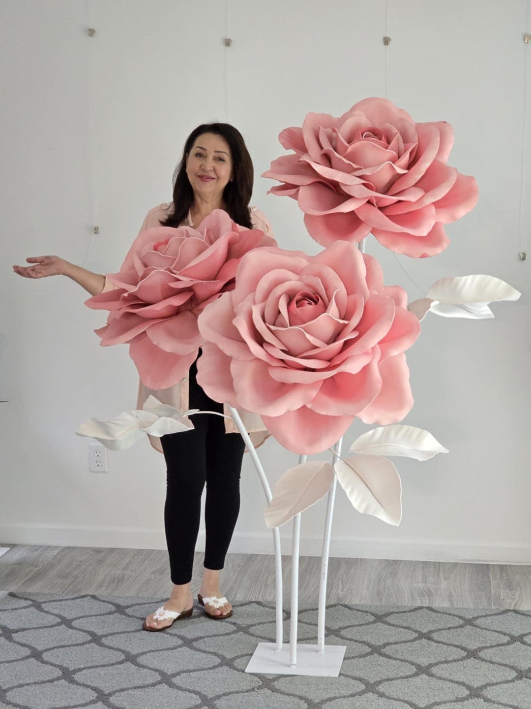 Giant Blush Pink Foam Rose With Stem: Handmade Indoor/outdoor Decor - Etsy