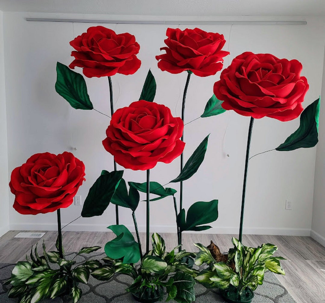 Giant Foam Roses (flower Size 22-24 Inched in Diameter) With 4-6 Ft ...