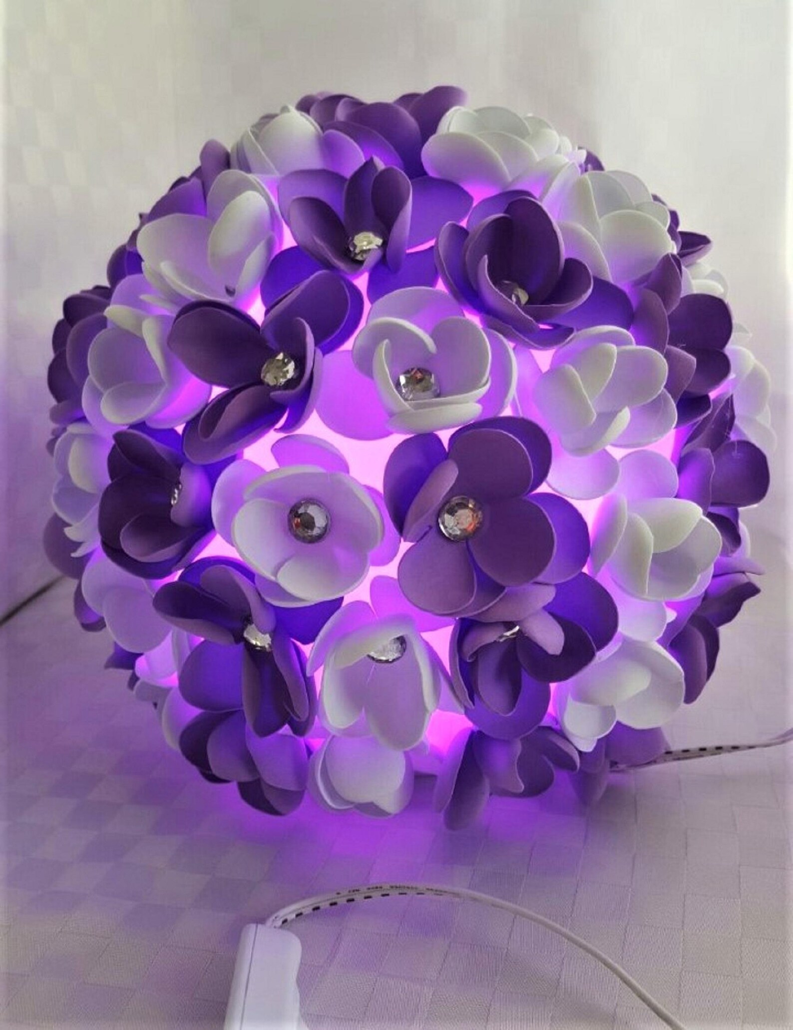 Floral Table LED Lamp/12 Inches in Diameter/decorated With 100s ...