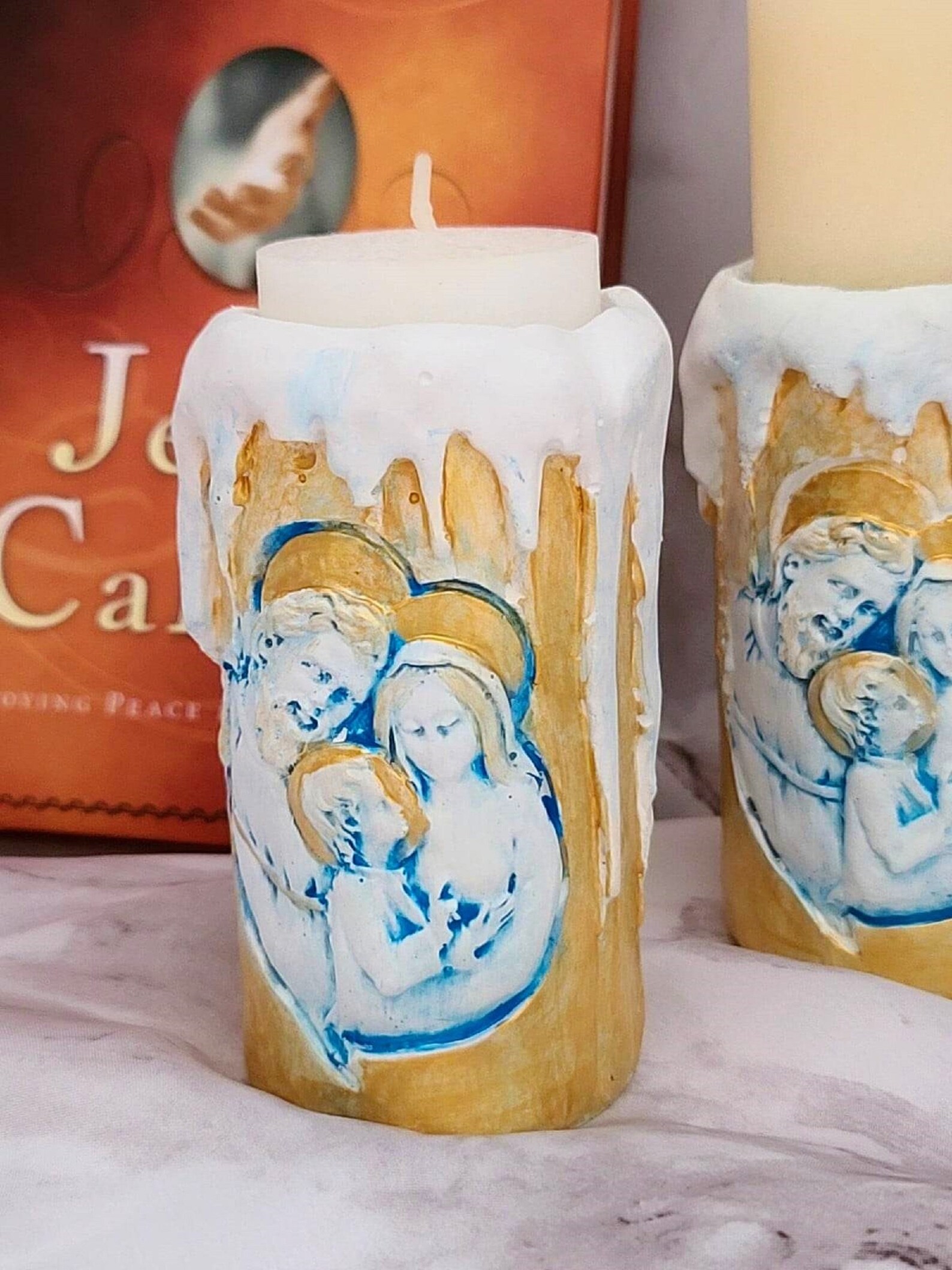 Large Altar Candle Holder/baptizing/handcrafted Gypsum - Etsy