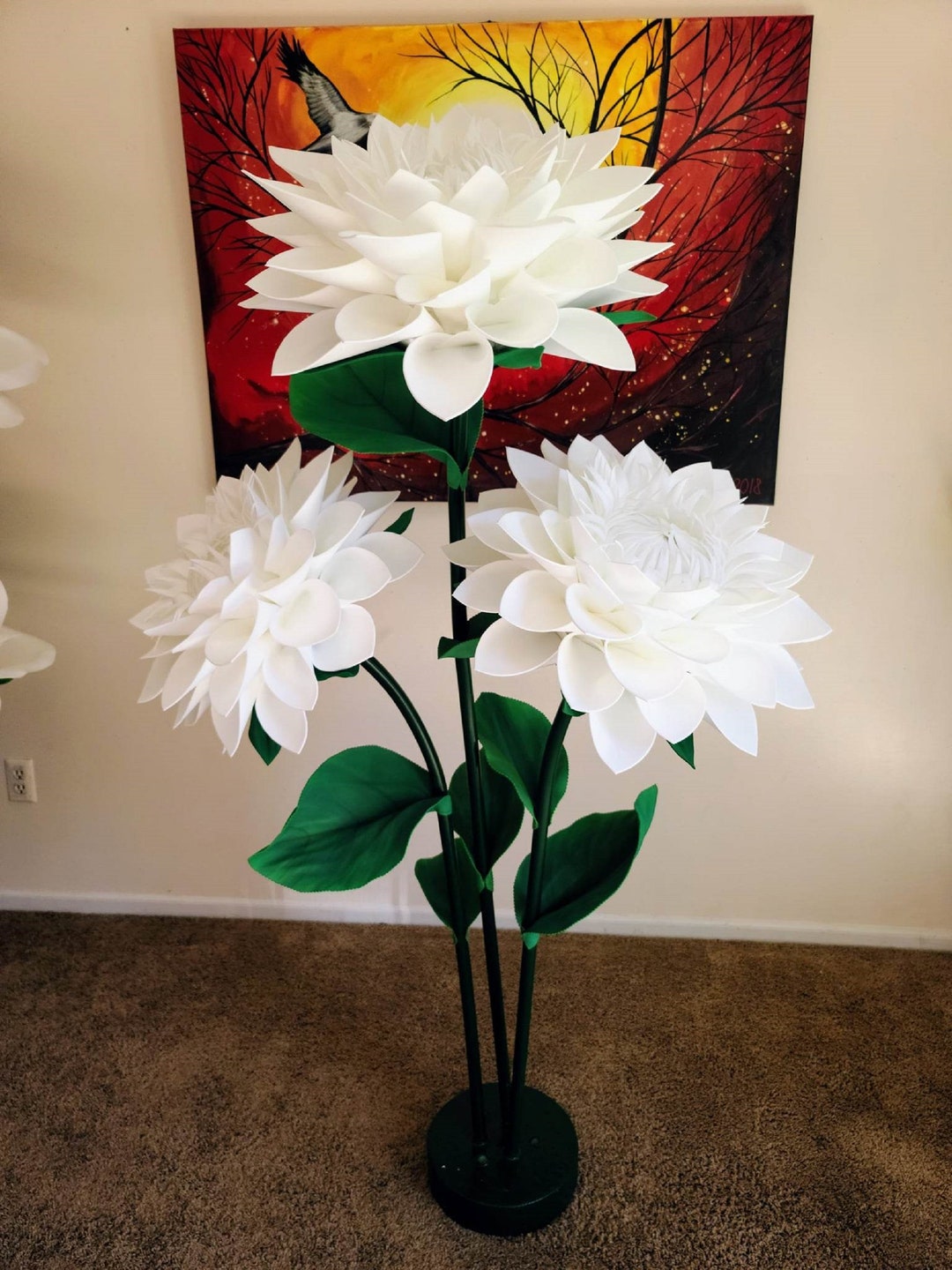 Large Foam Dahlia Bush: Bendable Stems, Metal Base, Custom Colors - Etsy