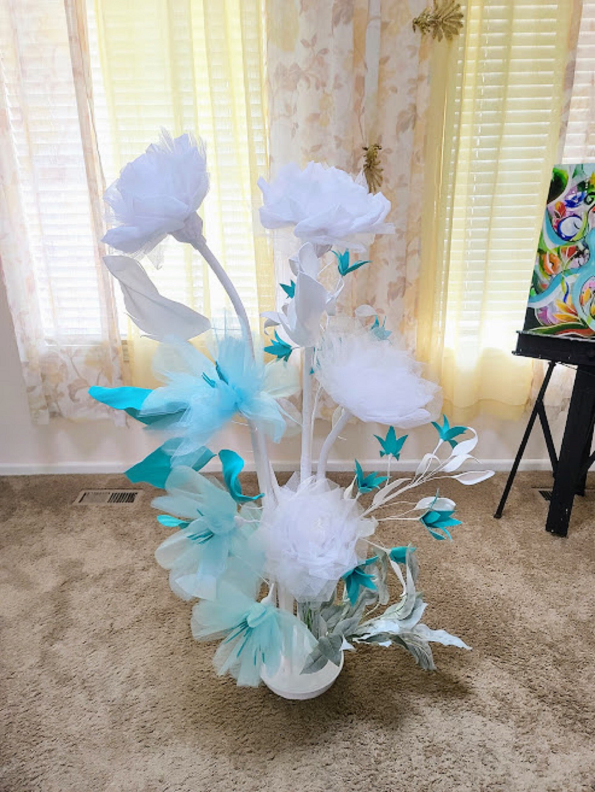 Oversized Turquoise Flower Installation/ /parties/wedding Floral Decor ...