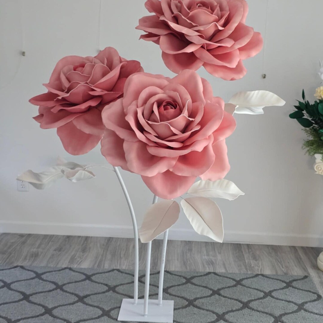 Dusty Pink Giant Foam Rose With Stand: Indoor/outdoor Decor - Etsy