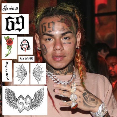 Tekashi 69 Temporary Tattoos 6ix9ine Temporary Tattoos | Etsy