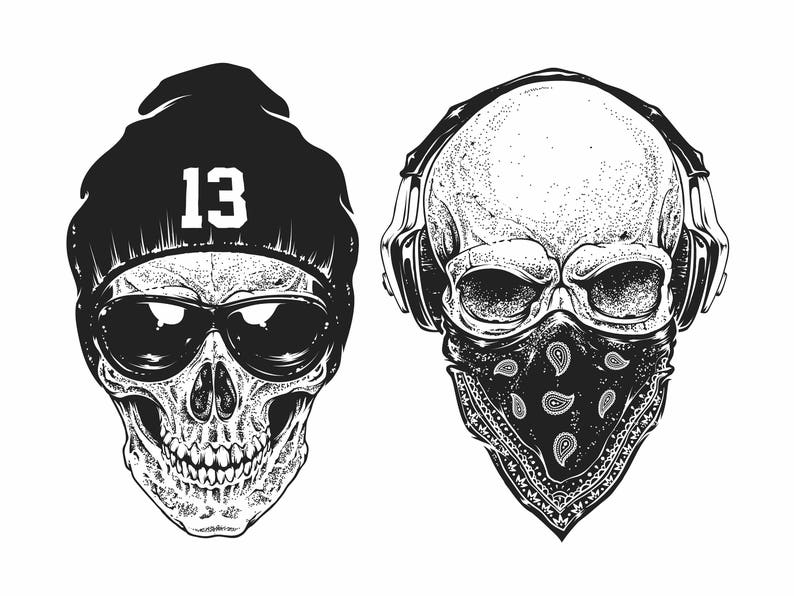 Gangster Skull Temporary Tattoo - Etsy