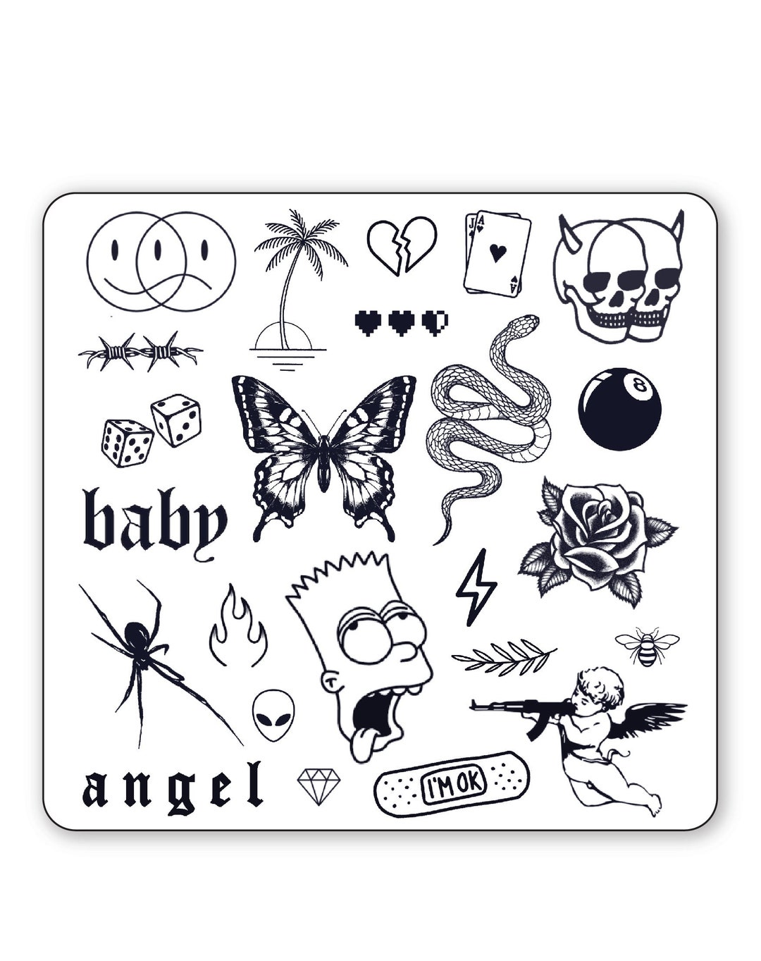 Mixed Feelings Semi-permanent Tattoo Set, 26 Long Lasting Temporary ...