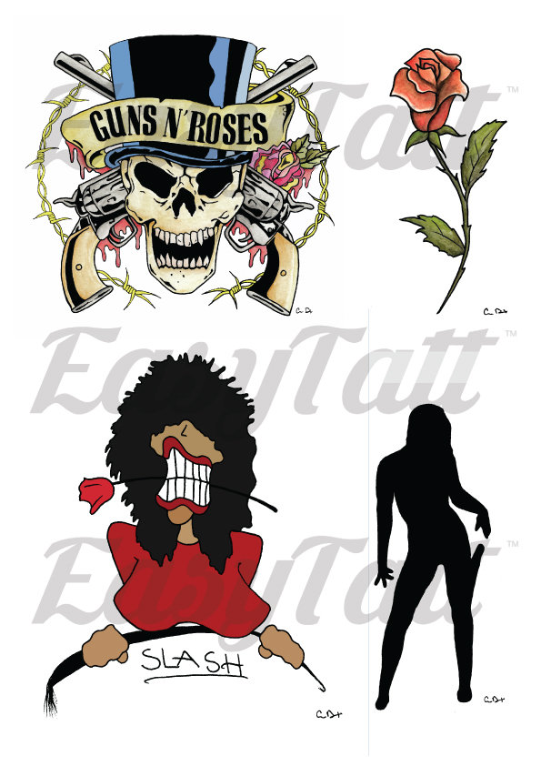 Slash Temporary Tattoos Complete Set Guns N' Roses - Etsy Australia