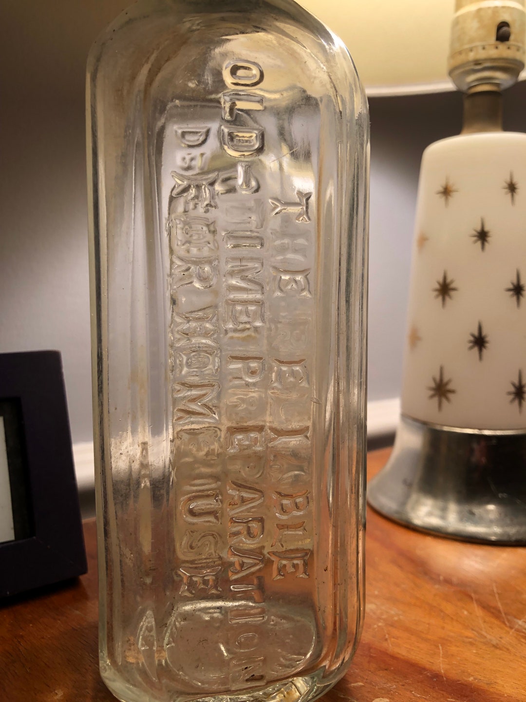 Vintage Clear Glass Apothecary 7 Inches Bottle Embossed Dr Peter ...