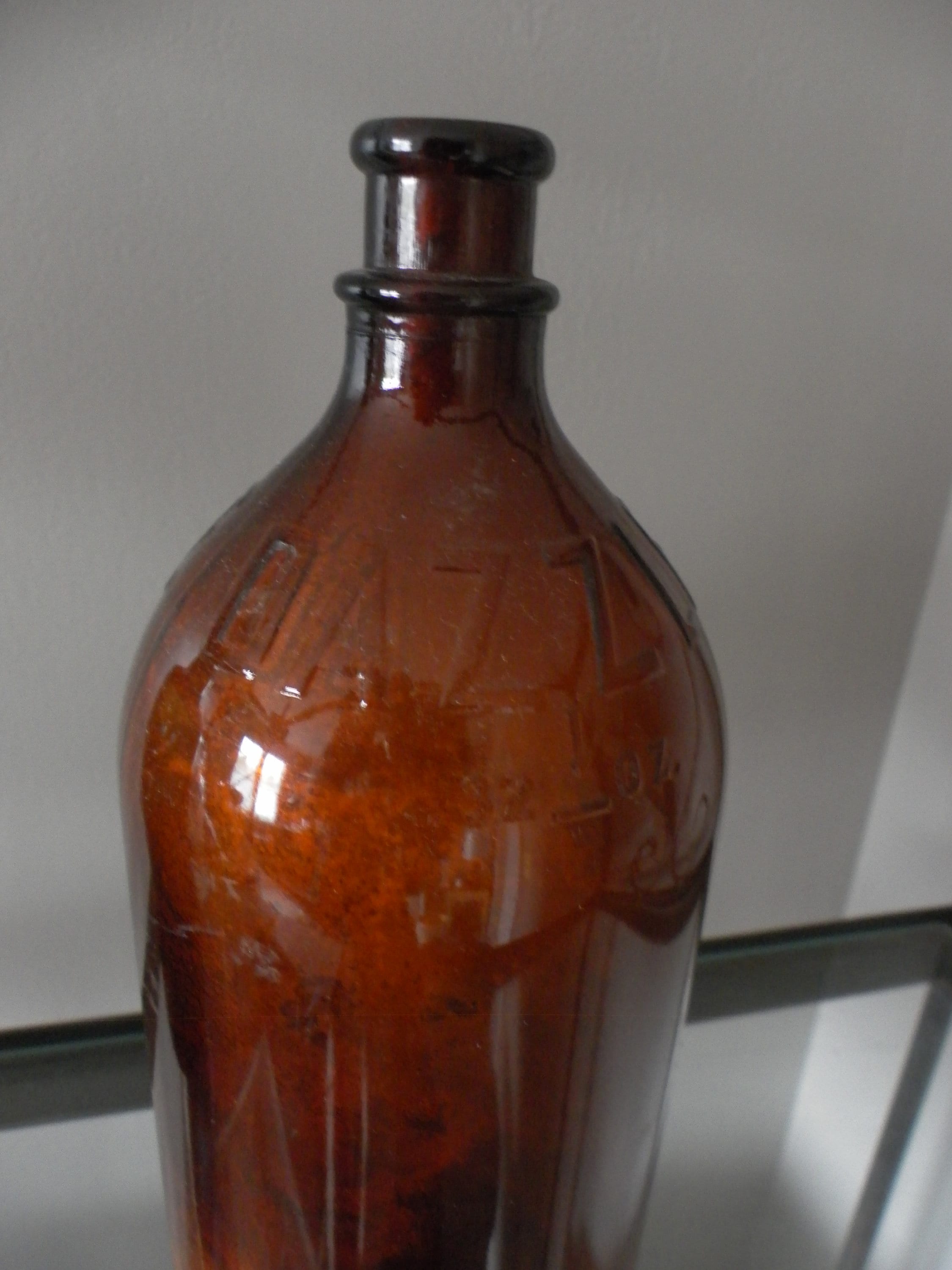 Old Dazzle Bottle Brown Glass Vintage Condition 1924 Dazzle Bleach Amber Bottle J. L. Prescott ...