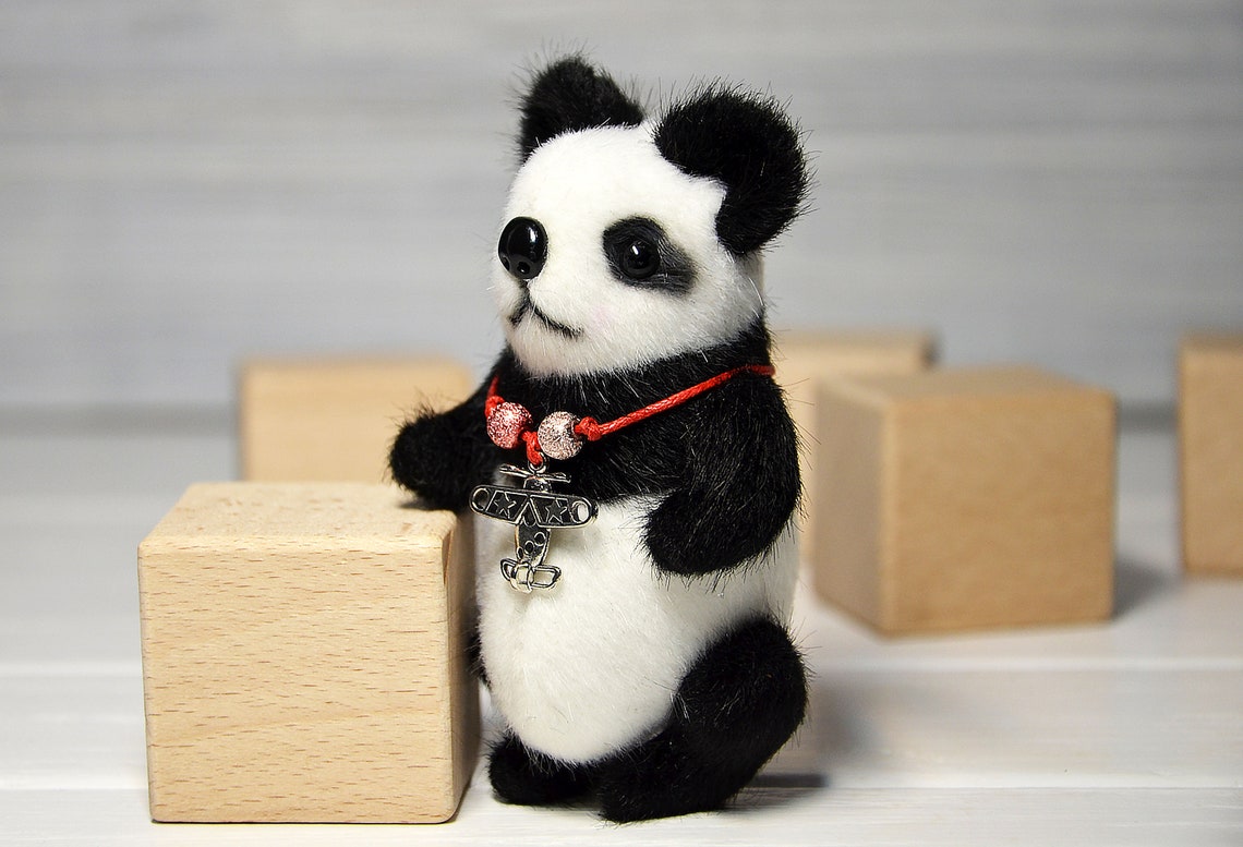 Miniature Panda Bear Artist Panda Toy Stuffed Panda - Etsy