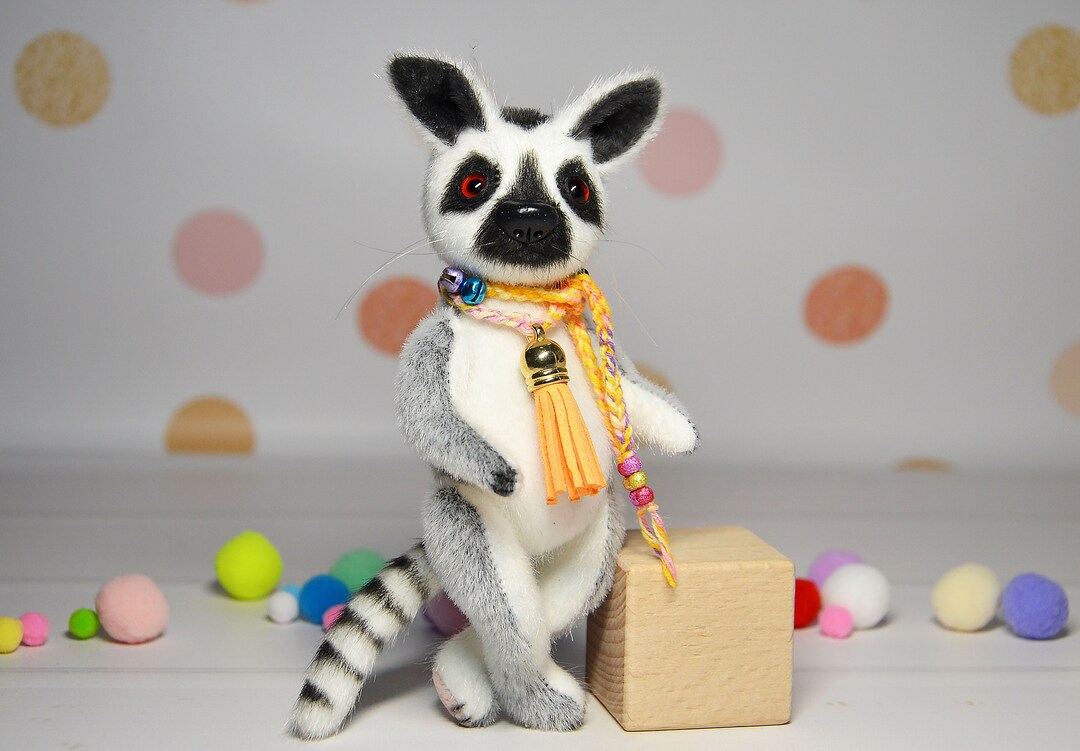 Handmade Lemur Toy Art Doll Lemur Toy Mini Plushie Monkey Toy - Etsy