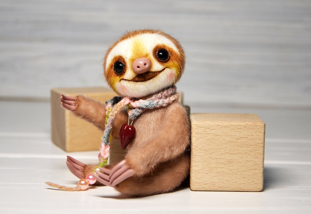 Miniature Sloth Toy Artist Sloth Toy Stuffed Sloth - Etsy