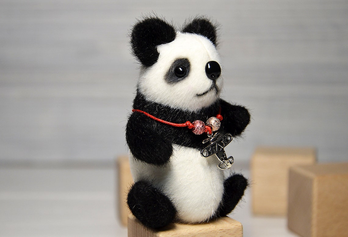 Miniature Panda Bear Artist Panda Toy Stuffed Panda - Etsy