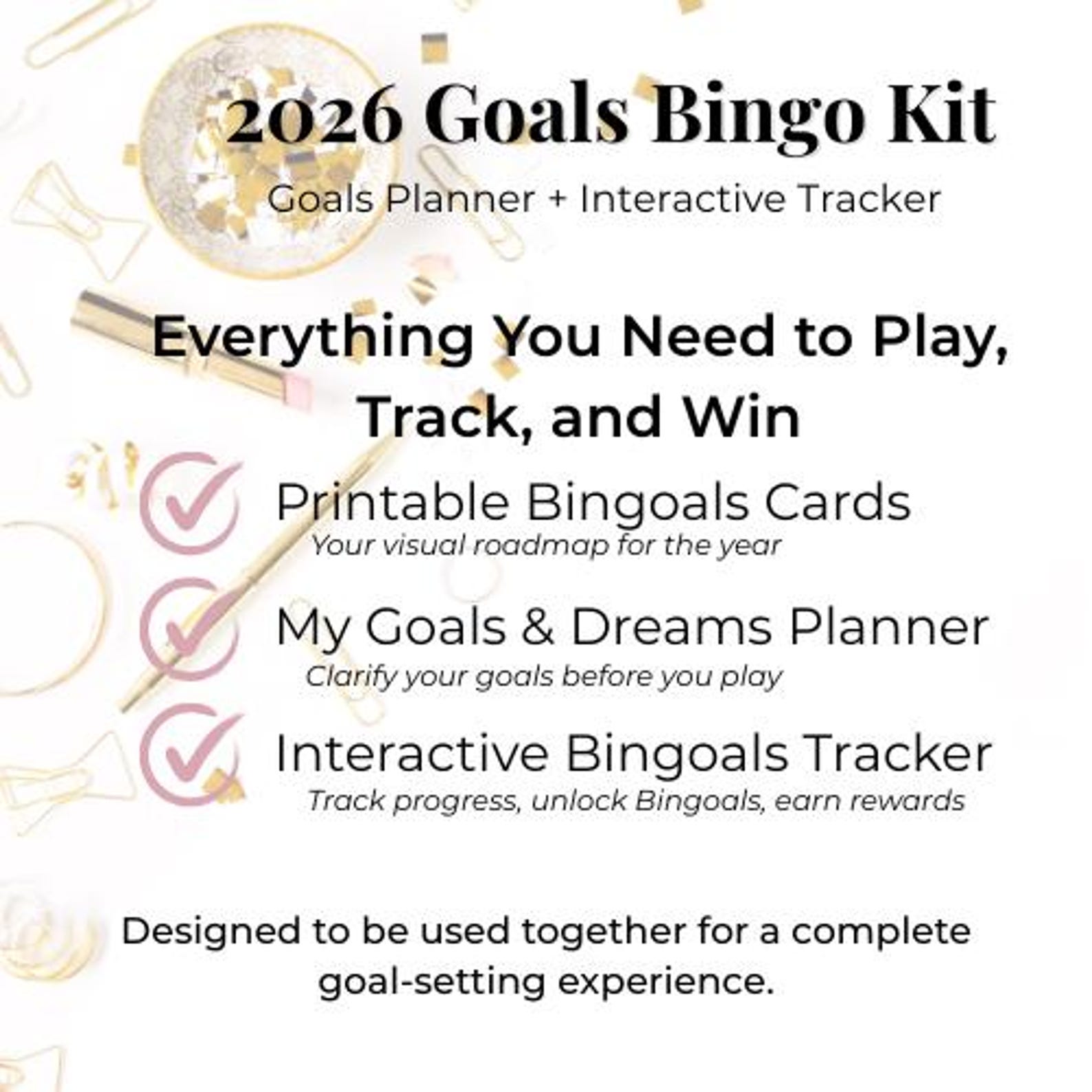 2026 Goal Bingo Kit | Printable Card + Interactive Tracker | Digital ...